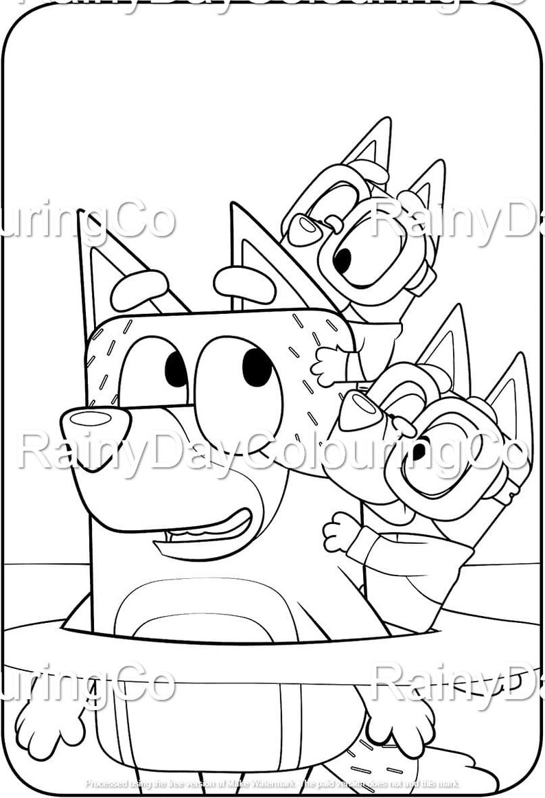 Bluey Dog Coloring Pages for Kids, Digital Coloring Sheets, Printable ...