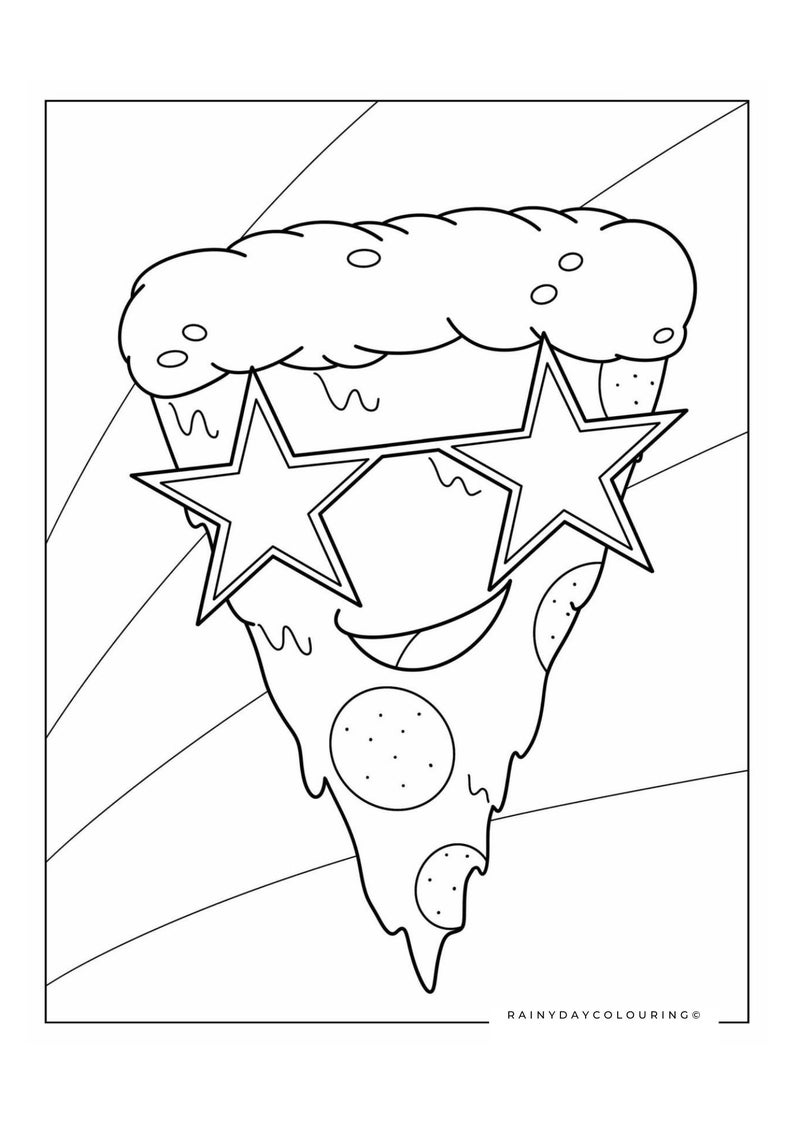 20 Printable Pizza Coloring Pages Set, Digital Food Coloring Sheets ...