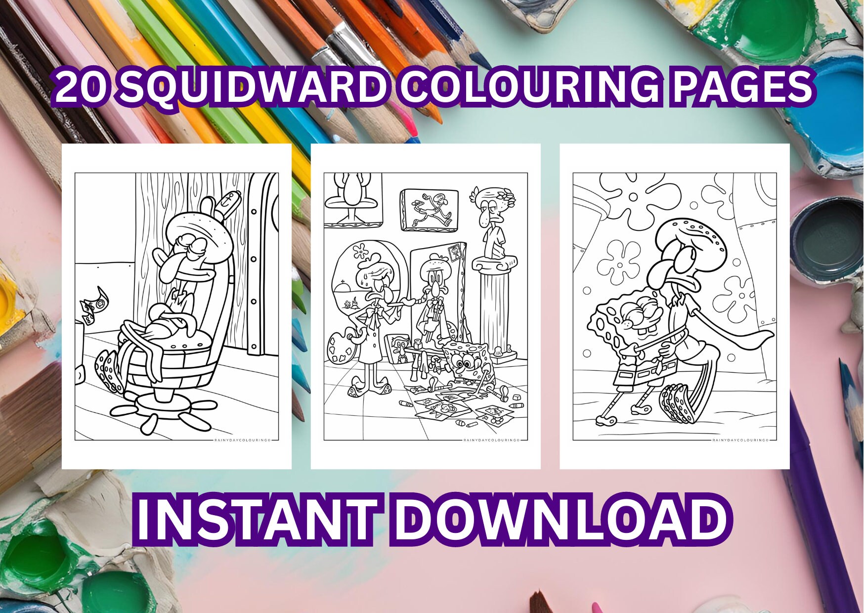 20 Squidward Printable Coloring Pages, Instant Download, Spongebob ...