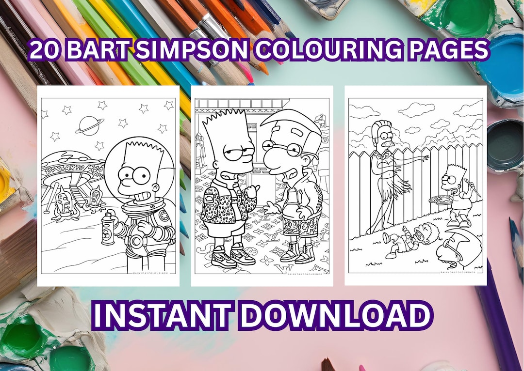 20 Bart Simpsons Coloring Pages Set, Printable Sheets, Kids Coloring ...
