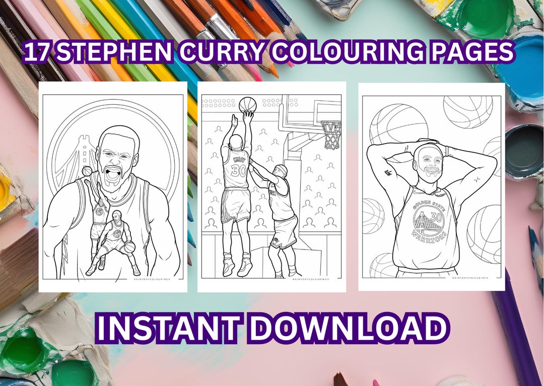 17 Stephen Curry Coloring Pages for Kids, Printable Warriors NBA Player ...
