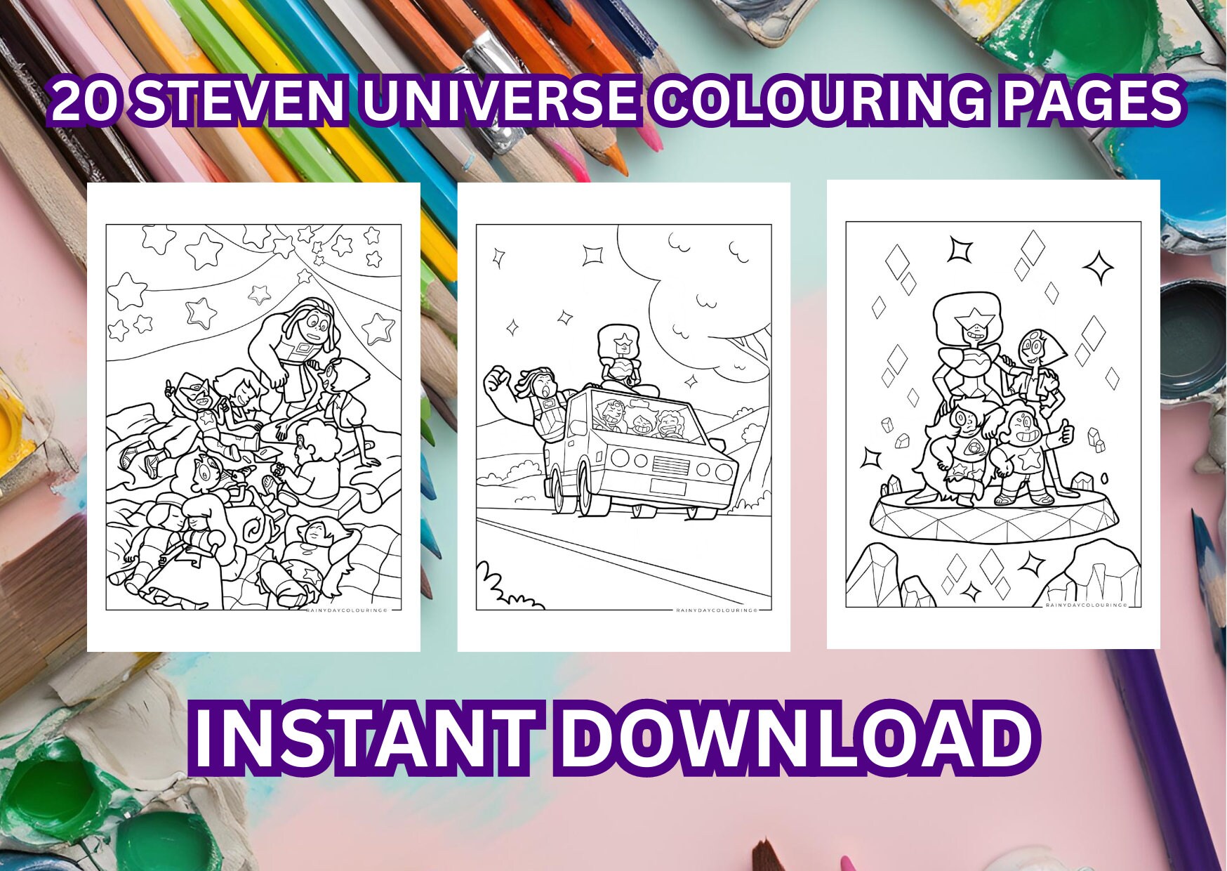 Steves Universe Printable Party Coloring Pages, 20 Personalized, Kids ...