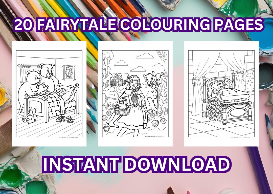 Fairytale Colouring Pages Instant Download, Digital Activity Sheets for ...