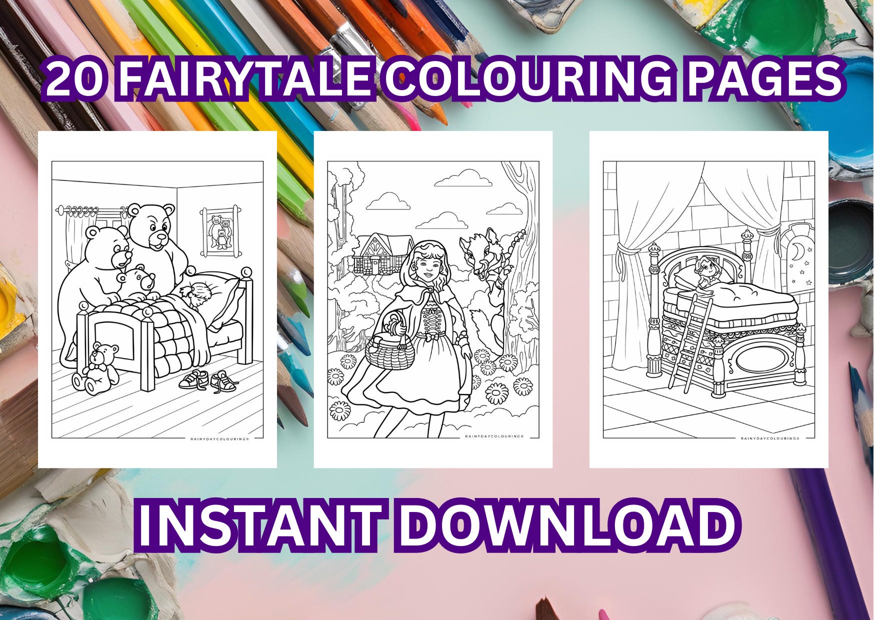 Fairytale Colouring Pages Instant Download, Digital Activity Sheets for ...