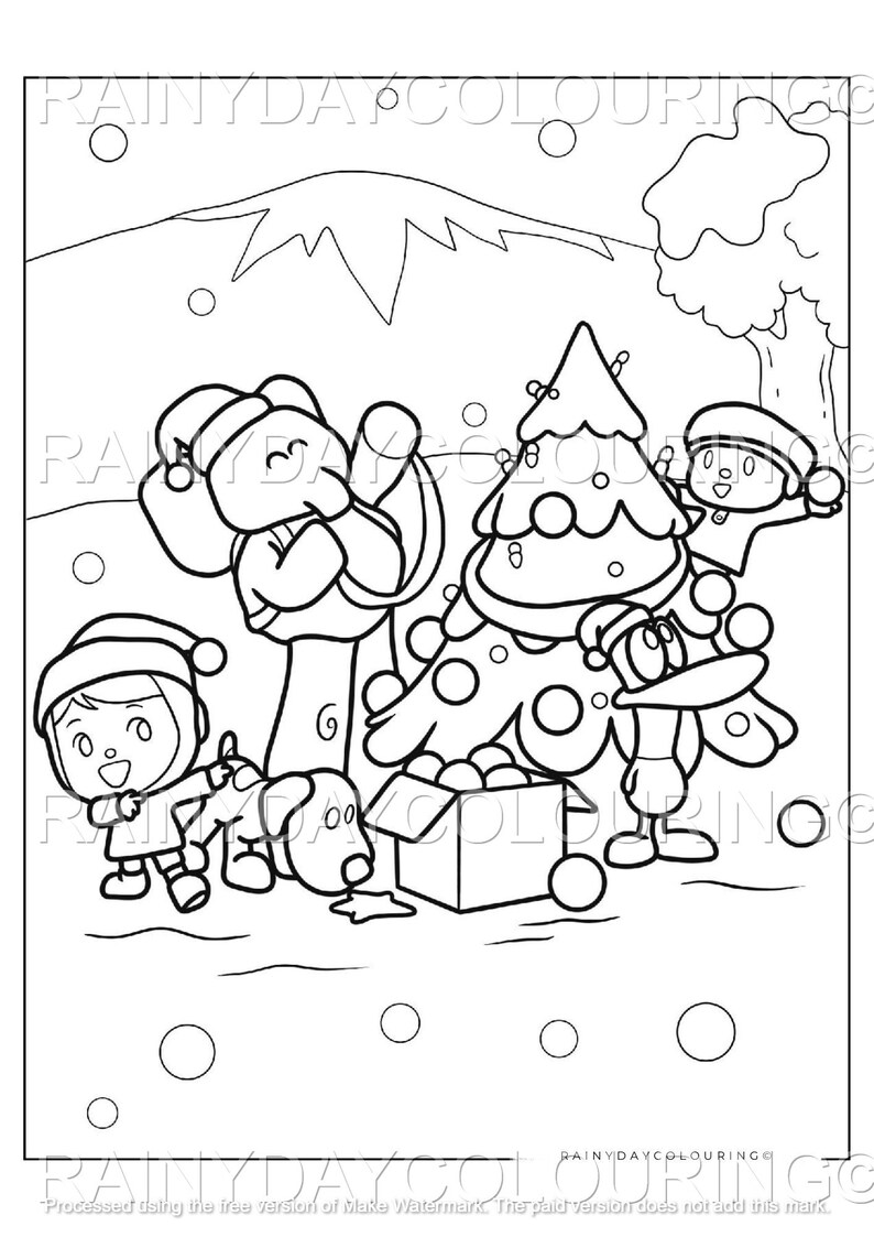 24 Pocoyo Coloring Pages Set, Anime Coloring Sheets, Kawaii Character ...