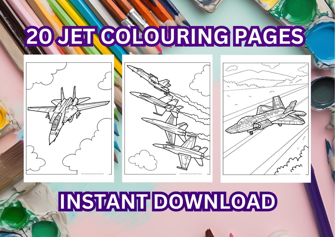 20 Jet Coloring Pages for Kids and Adults, Airplane Coloring Sheets ...
