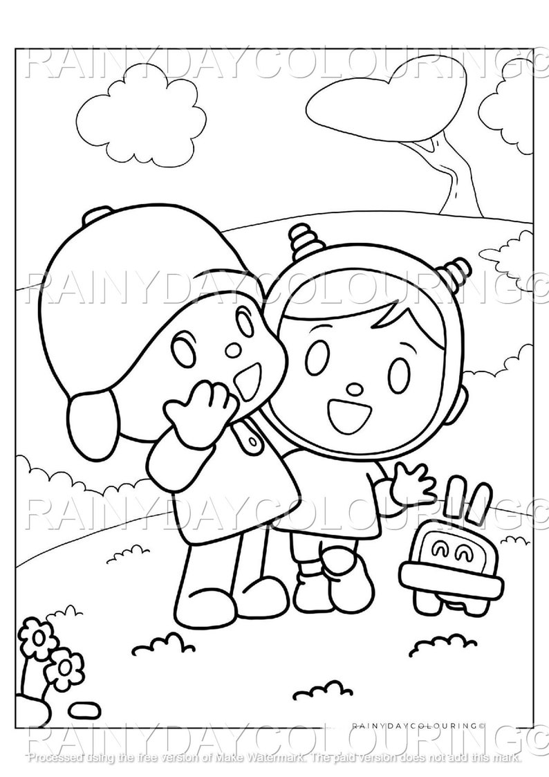 24 Pocoyo Coloring Pages Set, Anime Coloring Sheets, Kawaii Character ...