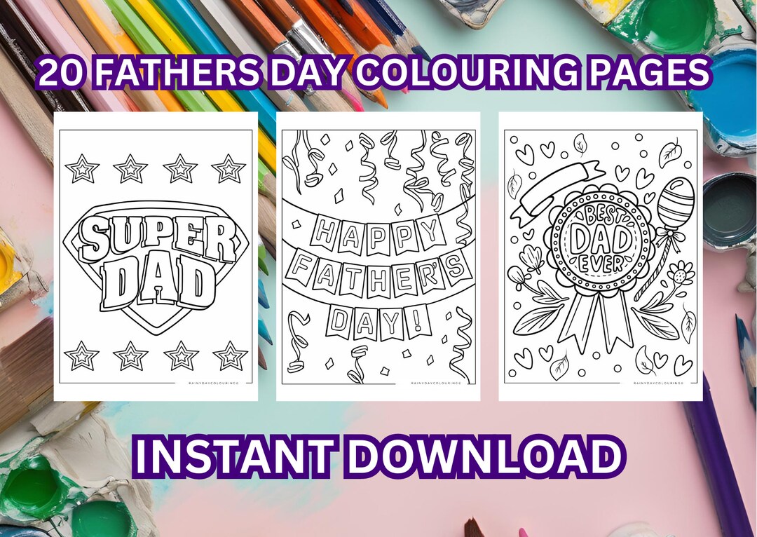 20 Fathers Day Coloring Sheets, Printable Dad Gift, Adult Coloring ...