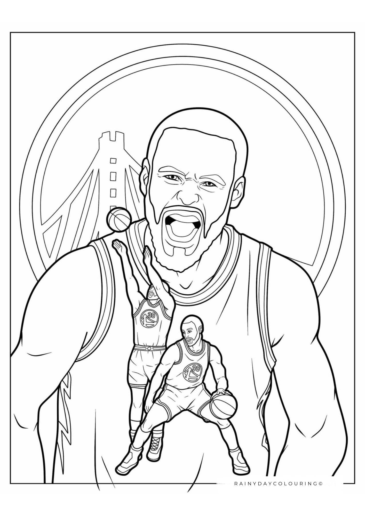 17 Stephen Curry Coloring Pages for Kids, Printable Warriors NBA Player ...