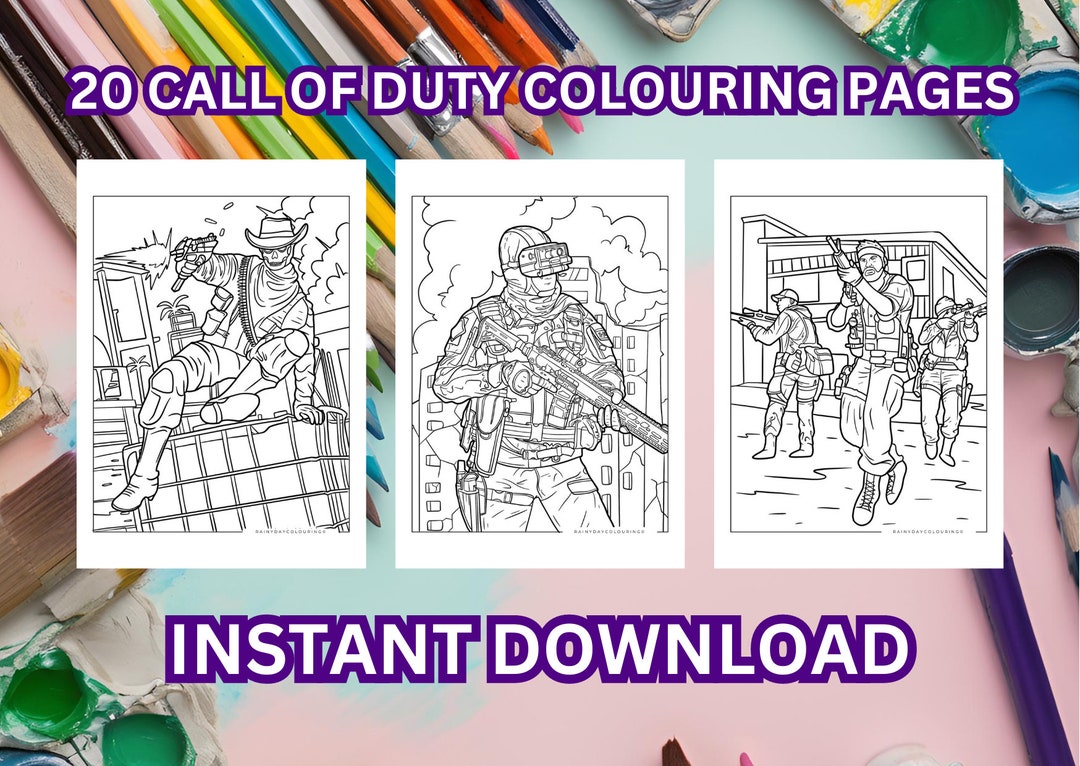 20 Call of Duties Colouring Pages Bundle, Printable Gaming Pages, Video ...