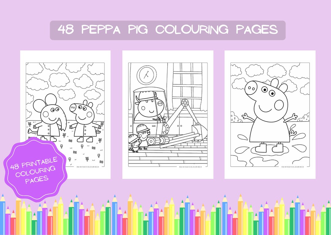 Peppa Pig Colouring Pages for Kids and Teens, 48 Animal Printable Pages ...