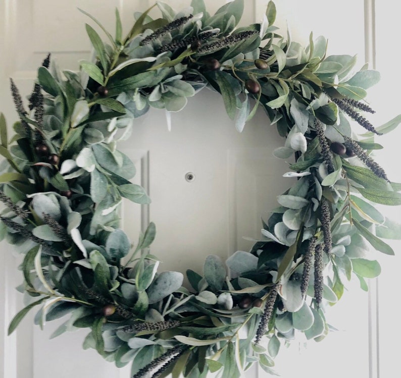 Lambs Ear Olive Branch Wreath Farmhouse Olive Branch Wreath - Etsy