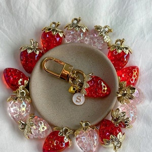 Coquette Strawberry Keychain/ Strawberry Bag Charm/coquette Car ...
