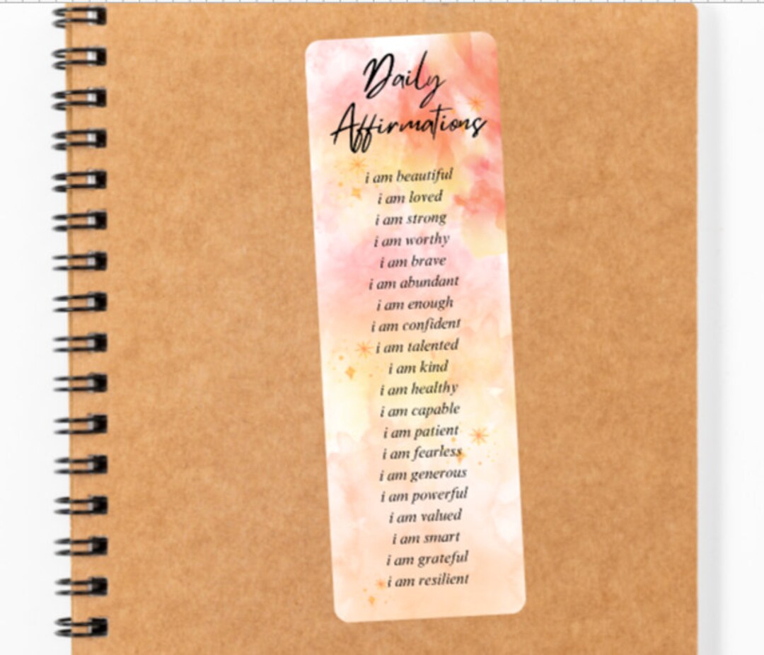 Positive Affirmations Laminated Bookmark I Am Motivational Journal ...