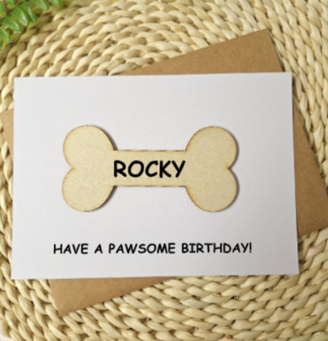 Have a Pawsome Birthday Card, Personalized Pet Name Wood Magnet Card, Dog Bone Magnet, Pet ...
