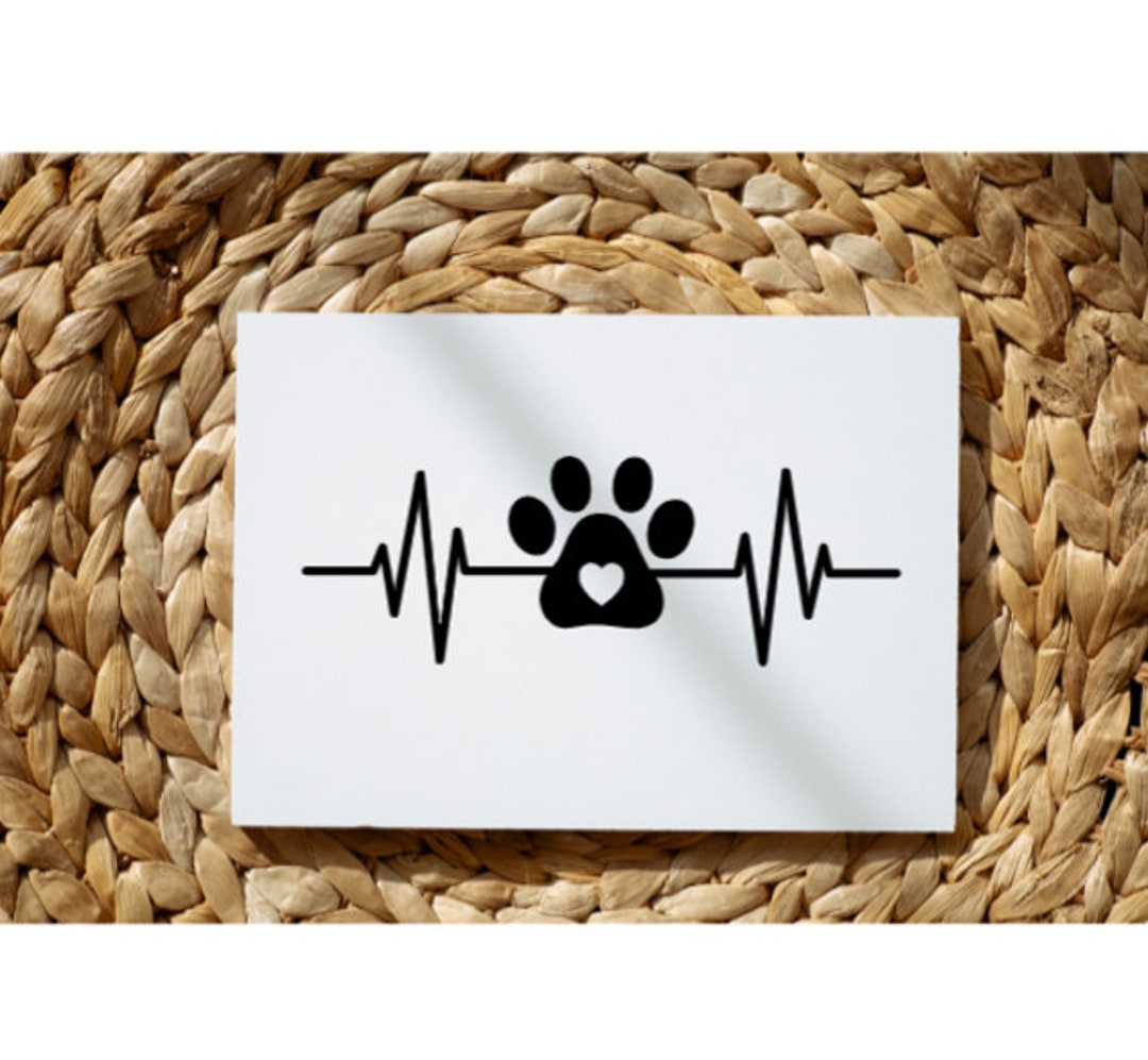Heartbeat Lifeline Paw Vinyl Decal, Paw Car Window Vinyl Decal, Paw ...