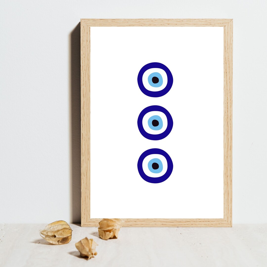 Evil Eye Printable Wall Art, Evil Eye Wall Art, Boho Wall Art, Blue Evil Eye Wall Art Prints ...
