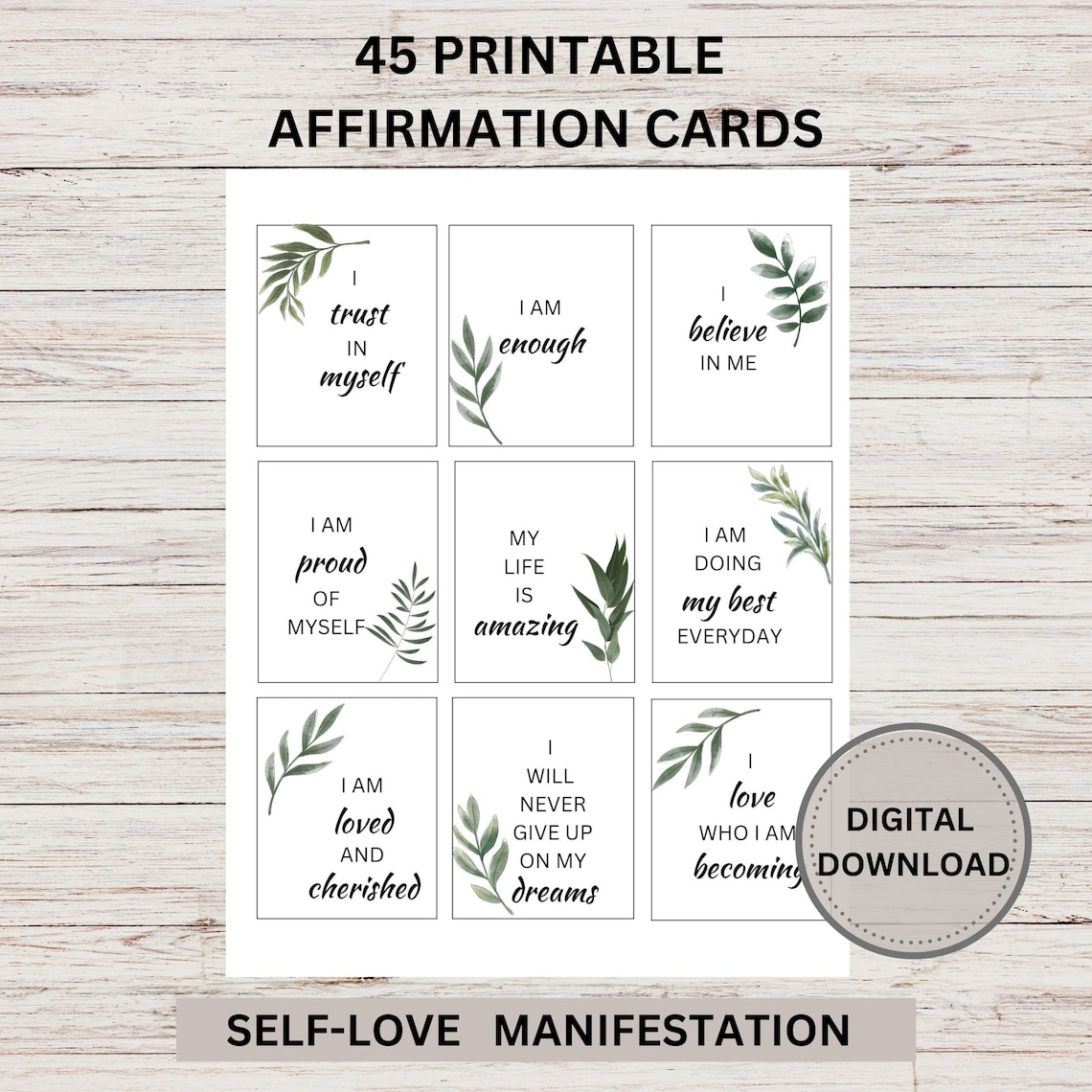 Positive Affirmation Cards, Self Love Positive Affirmation Cards ...