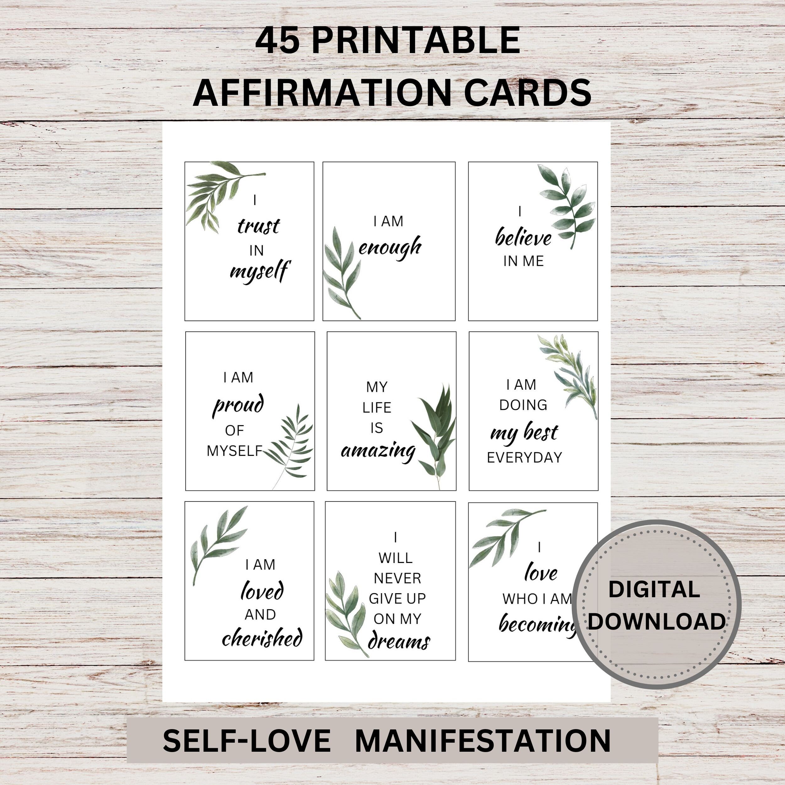 Positive Affirmation Cards, Self Love Positive Affirmation Cards ...