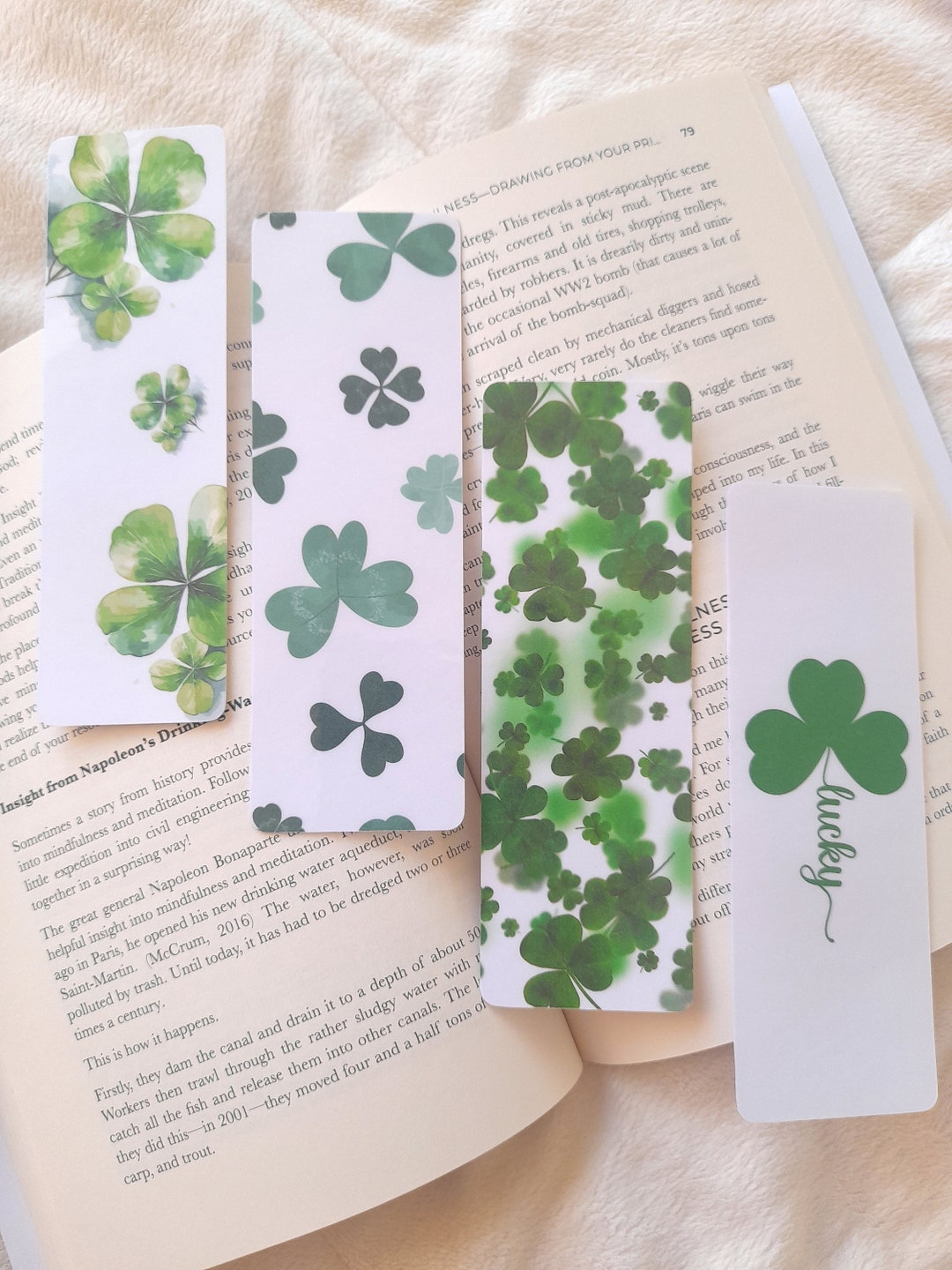 Four Leaf Clover Laminated Bookmark, St. Patricks Bookmark, Lucky ...