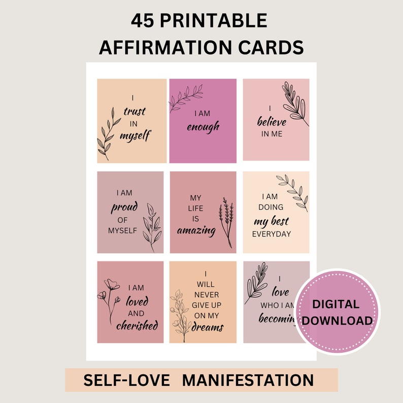 Positive Affirmation Cards, Self Love Positive Affirmation Cards ...