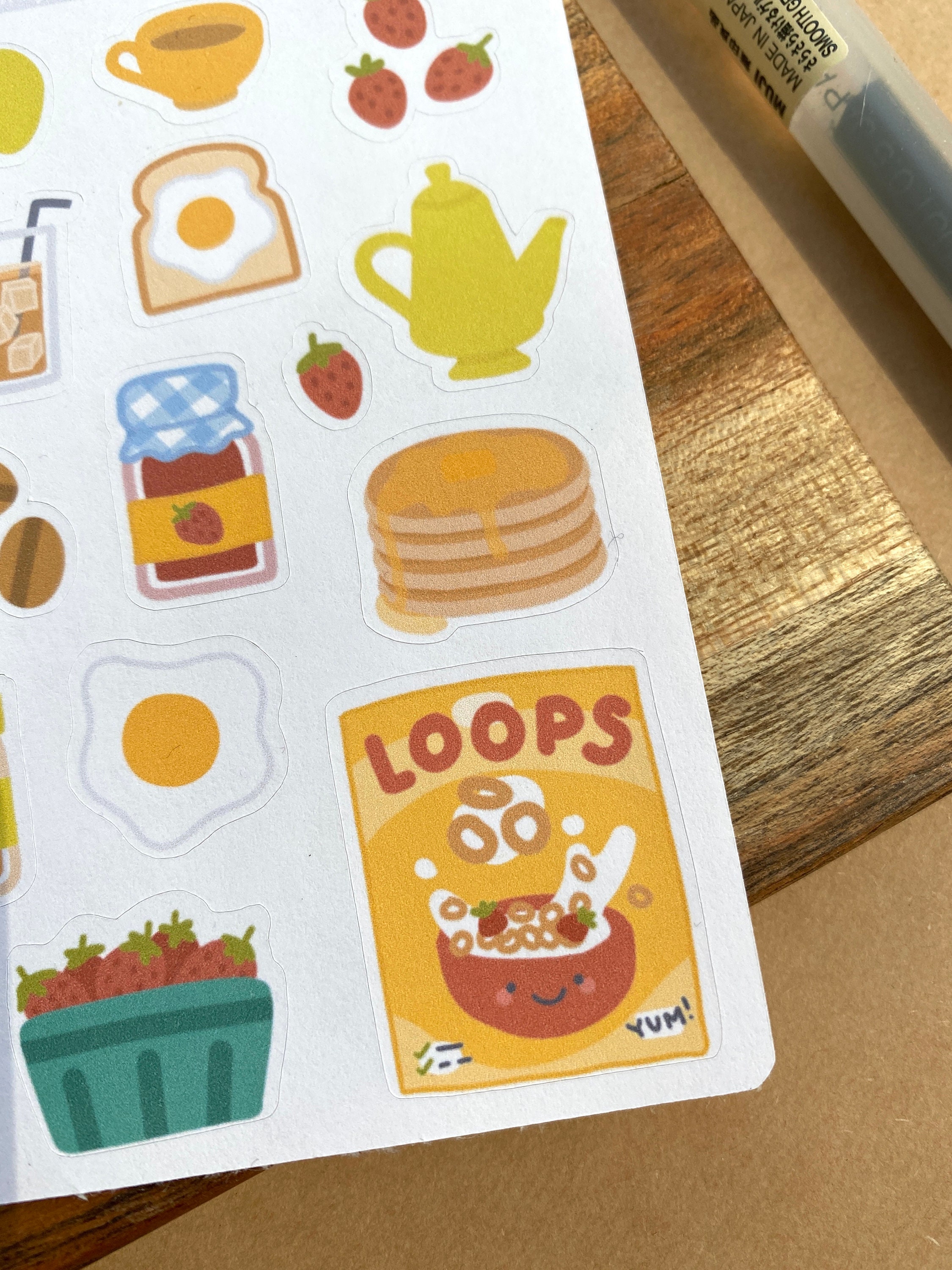 Breakfast Sticker Sheet Paper Stickers for Bujo Planner - Etsy