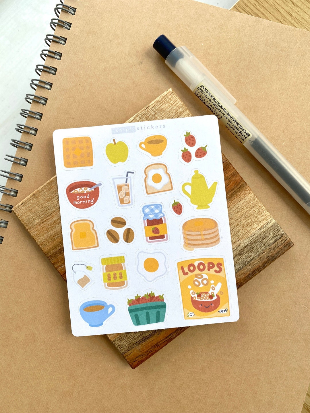 Breakfast Sticker Sheet Paper Stickers for Bujo Planner - Etsy
