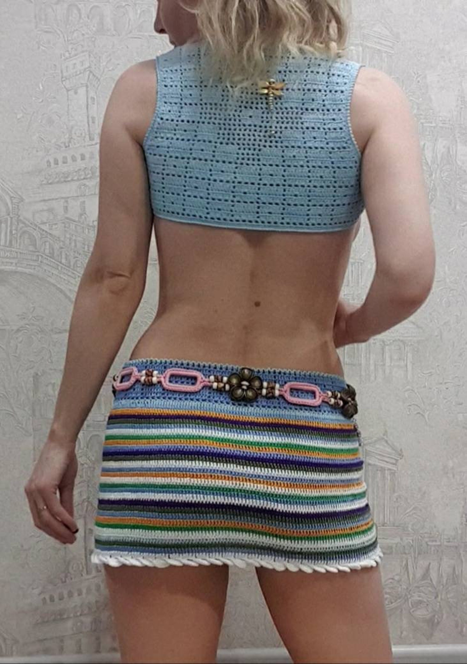 Crochet Short Sexy Skirt Crochet Multicolored Skirt 100 Etsy