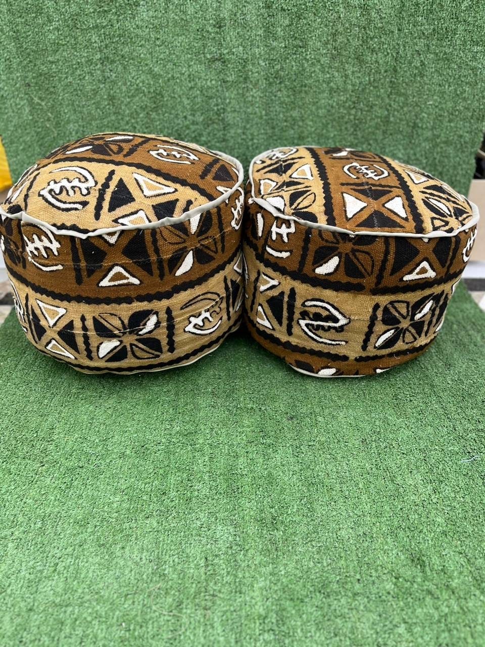 Galsen Handmade Bogolan Print African Print Pouff Ottoman Seater - Etsy