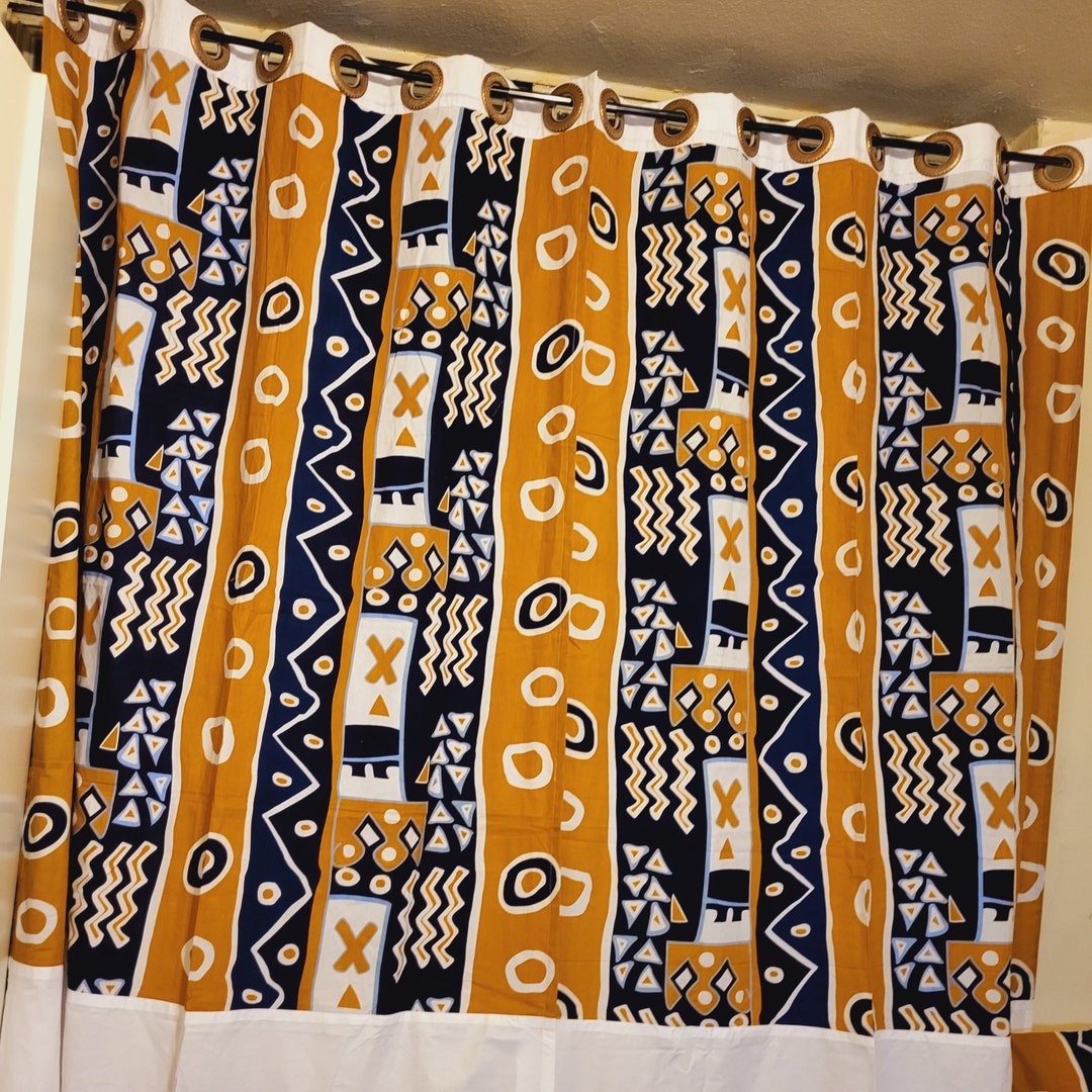African Print Multicolored Curtains Set 2 Panels & 1 Pillow Case - Etsy