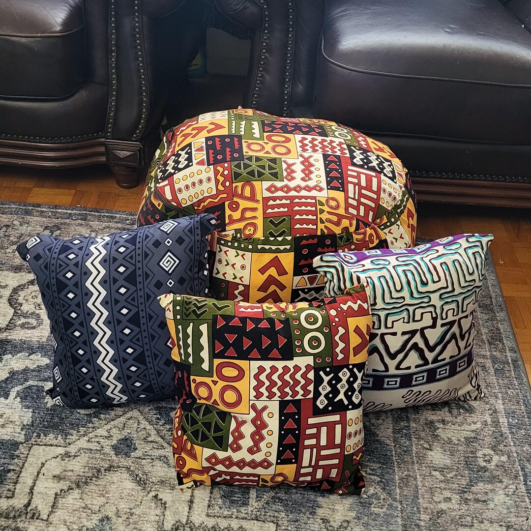 Galsen Handmade Bogolan Print African Print Pouff Ottoman Seater - Etsy