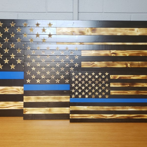 Wooden Thin Blue Line Flag - Etsy