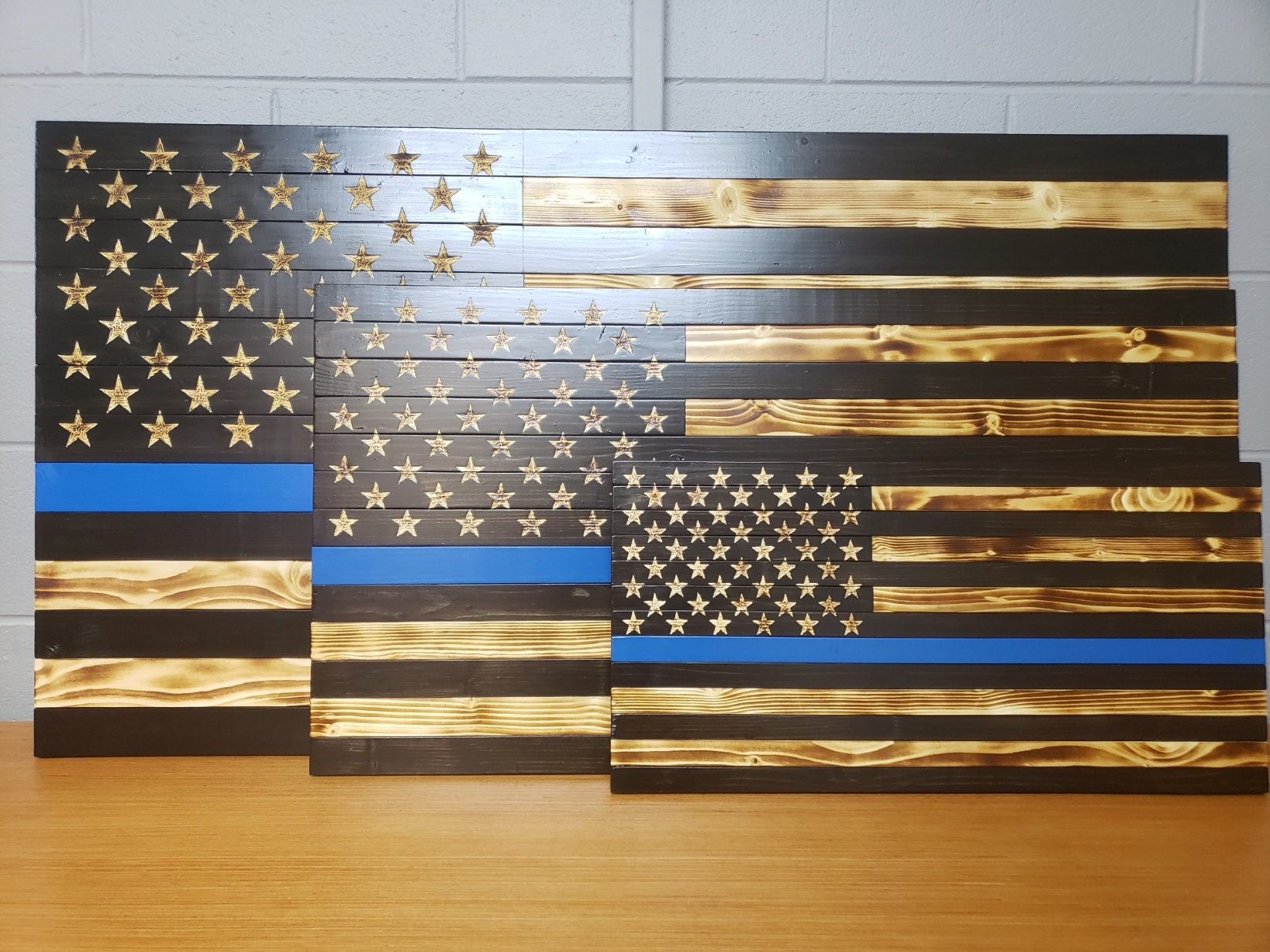Rustic Handmade Wooden Thin Blue Line Flags - Etsy New Zealand