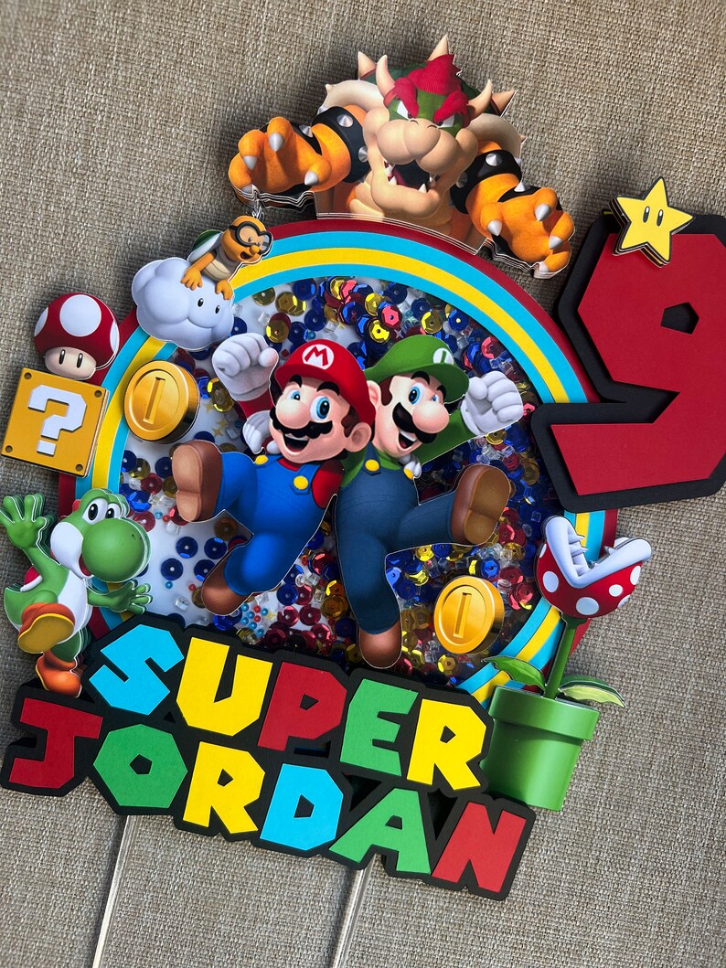 Super Mario Luigi Bowser 3D Birthday Cake Topper Shaker - Etsy Canada