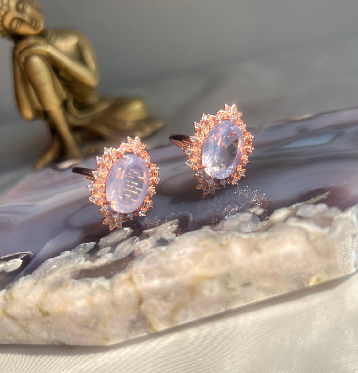 Gorgeous Lavender Moon Quartz Statement Ring | 925 Sterling Silver Rose ...