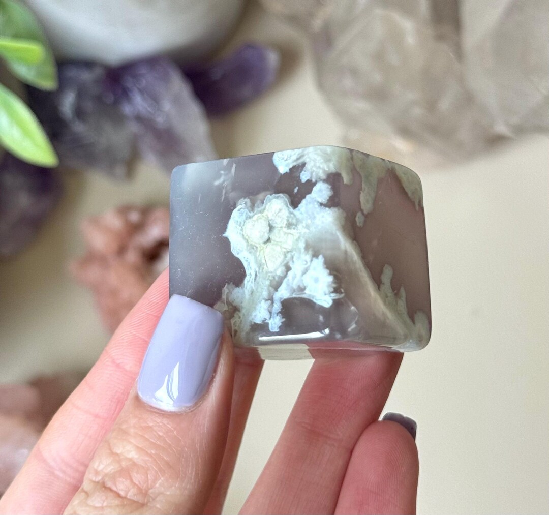Beautiful Flower Agate Cube | Blue Flower Agate Block - Etsy