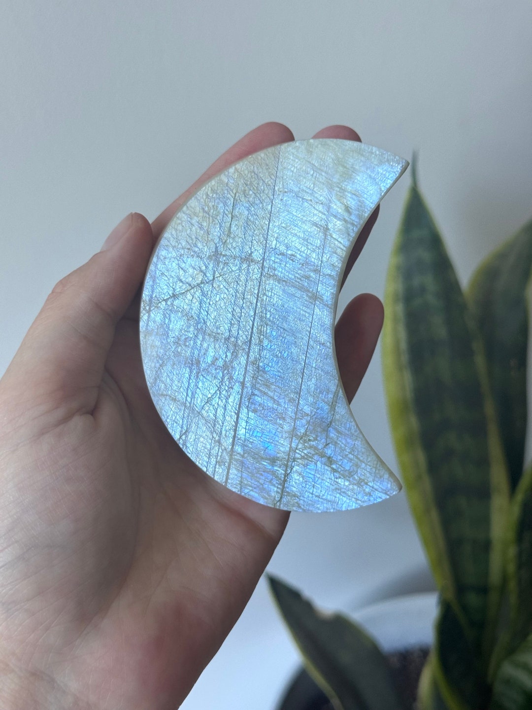 Beautiful Flashy Moonstone Moon Carving Large Moonstone Moon - Etsy