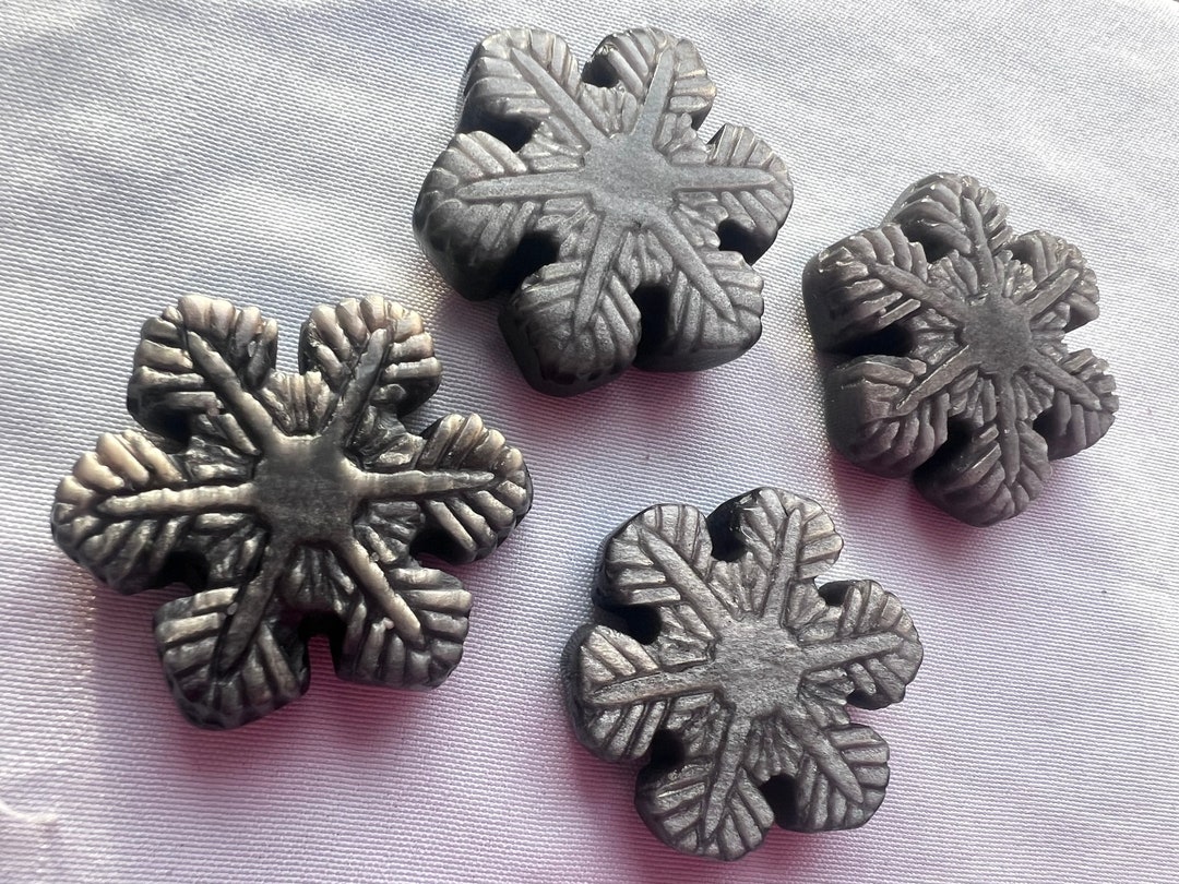 Silver Sheen Obsidian Snowflake Carving Hand Carved - Etsy