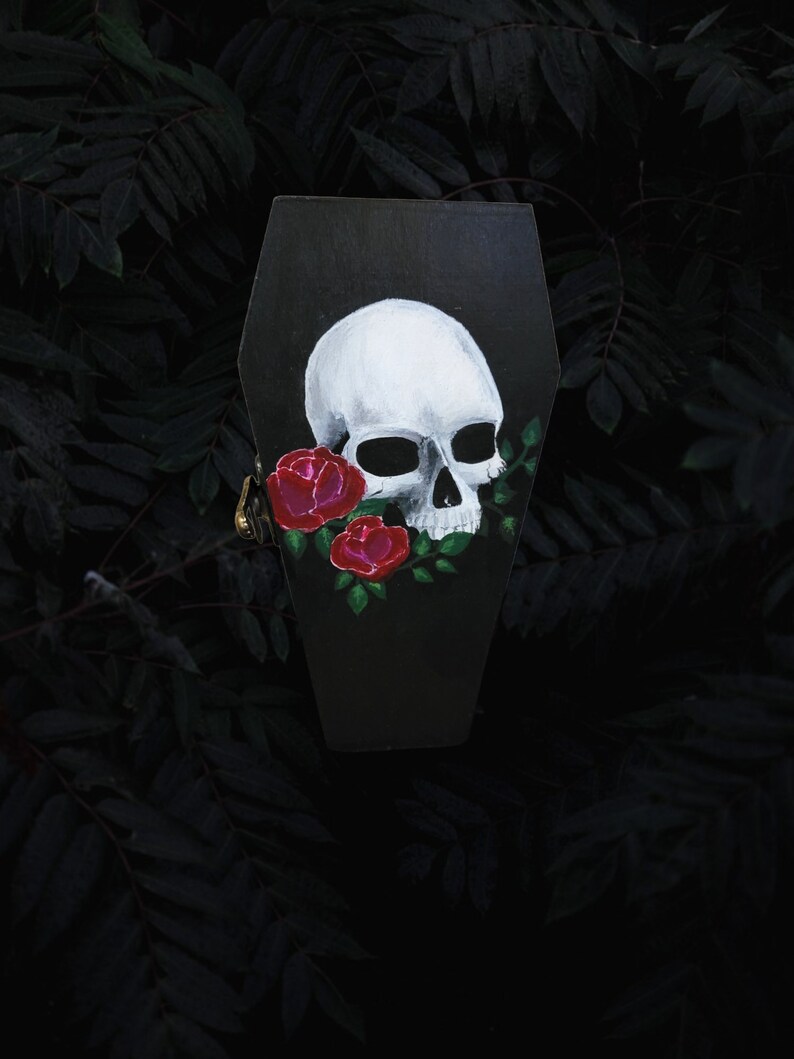 Skull and Rose Coffin Box - Etsy