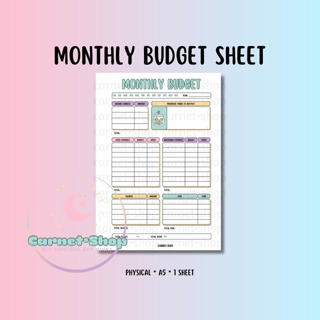 Monthly Budget Tracker | Binder Spread | Journal Spread | Planner ...