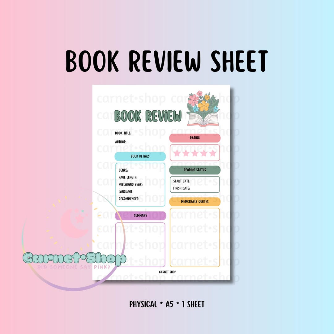 Book Review Binder Spread Journal Spread Planner Spread - Etsy