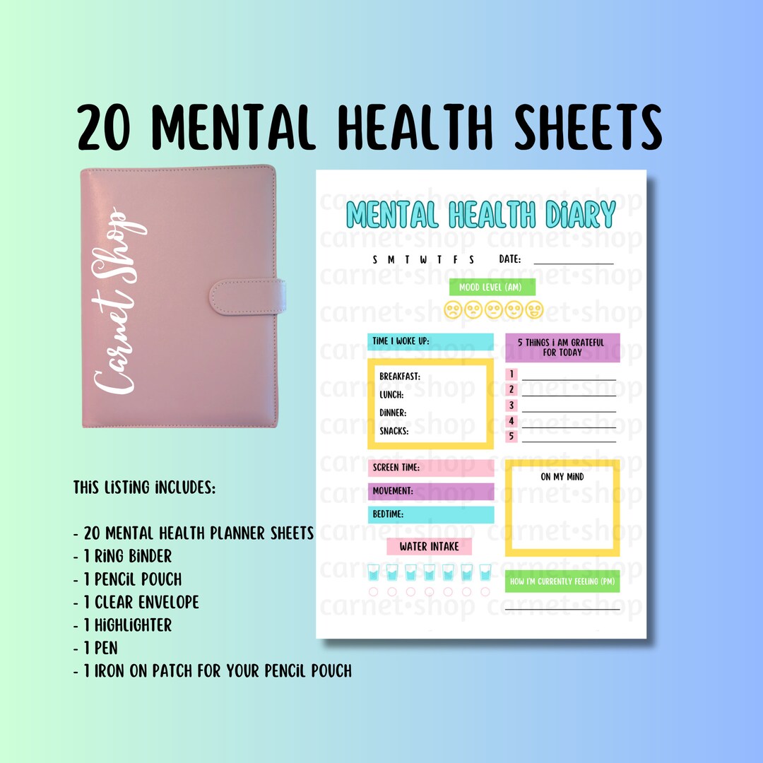 A5 Mental Health Journal Kit Personalized Journal Mental Health Tracker ...