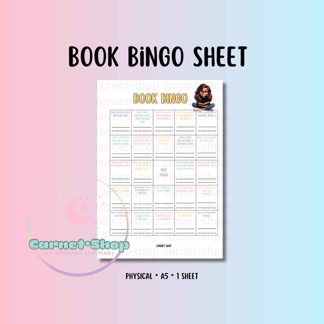 Book Bingo | Binder Spread | Journal Spread | Planner Spread - Etsy