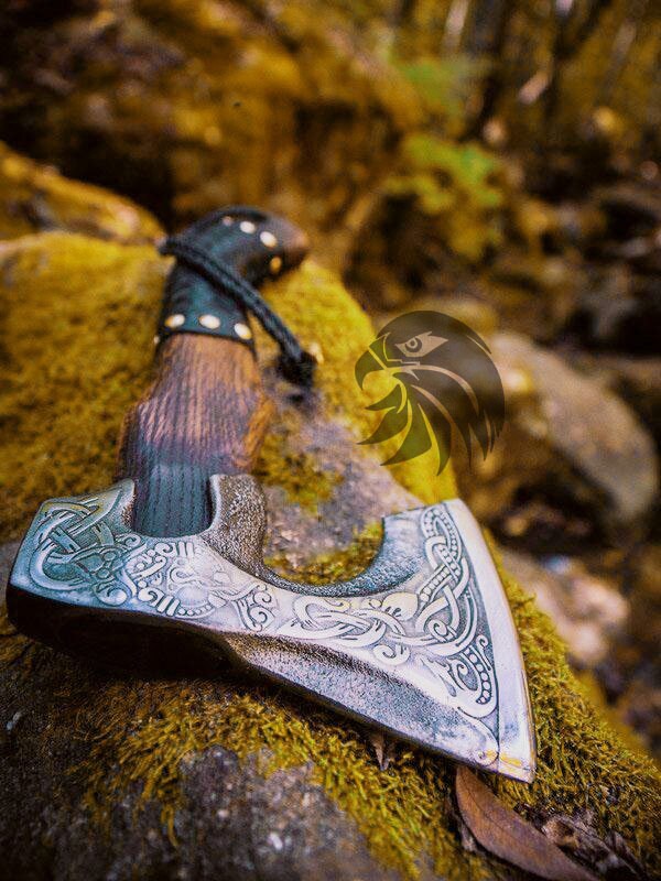 Custom Viking Axe With Rose Wood Shaft Hand Forged Carbon Steel Axe ...