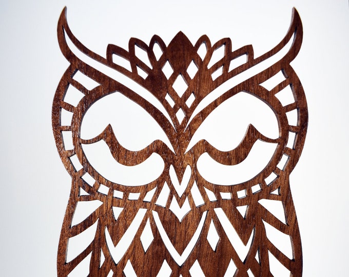 Collectible Walnut Handmade Hanging Wall Owl - Bird Lover Gift - Wood ...
