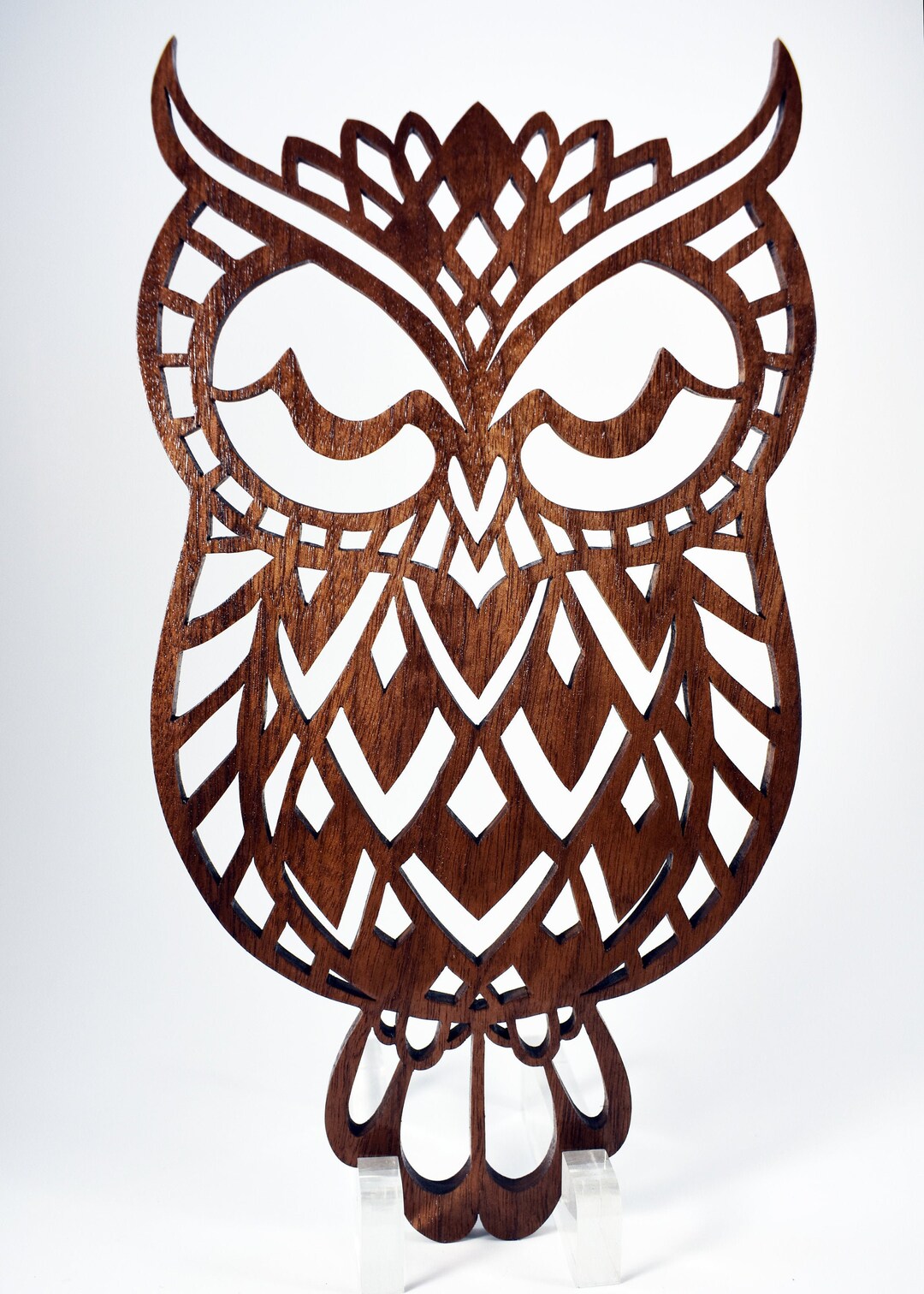 Collectible Walnut Handmade Hanging Wall Owl - Bird Lover Gift - Wood ...