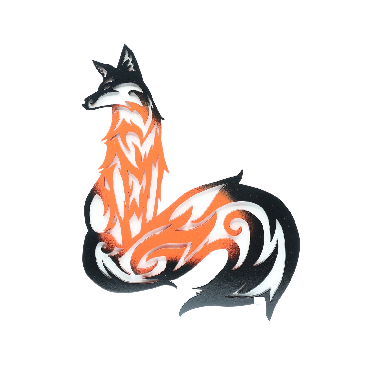 Wooden Painted Fox Wall Decor Orange Black and White Fox Fox - Etsy