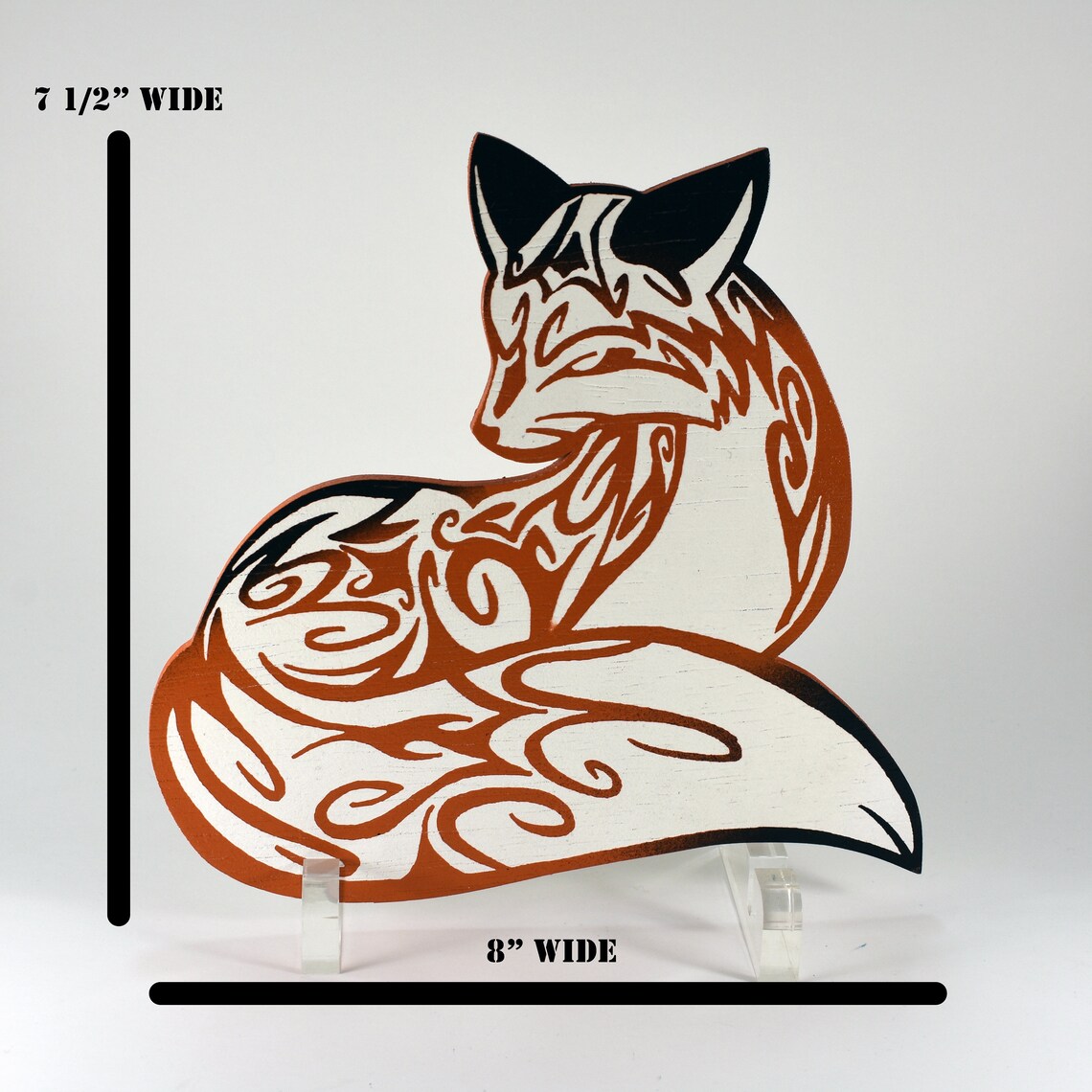 Wooden Painted Fox Wall Decor Orange Black and White Fox Fox | Etsy