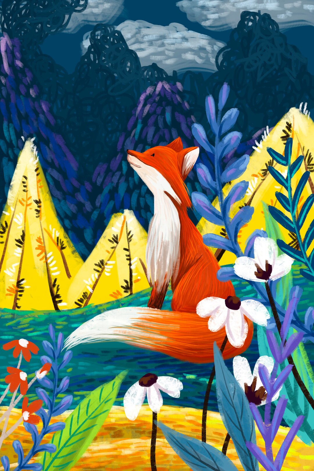 Paint by Number Gift for Adults Fox Under Mountain - Etsy