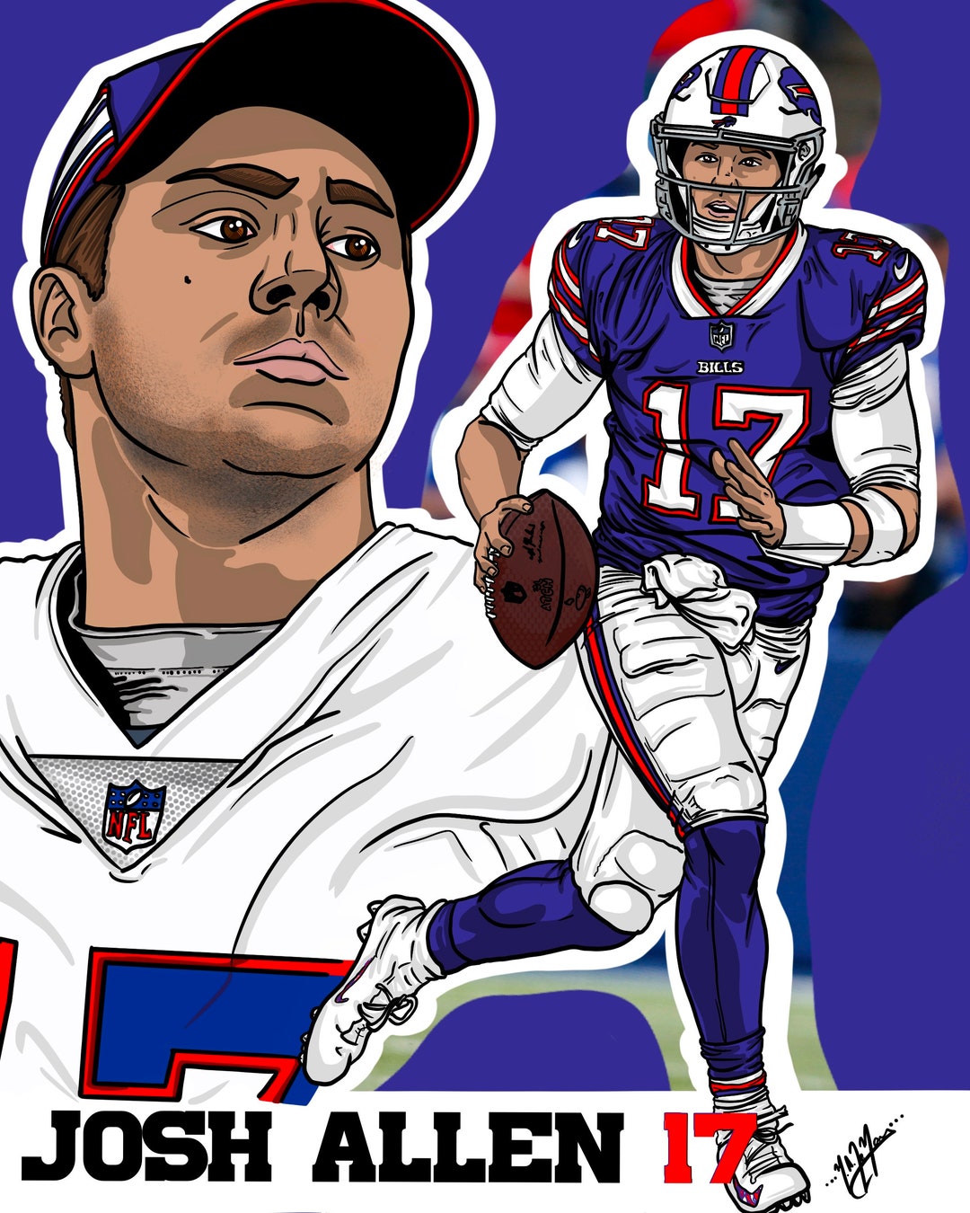 Josh Allen Buffalo Bills 17 - Etsy